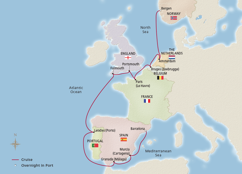 Trade Routes of the Middle Ages - Bergen to Barcelona - Cruise Overview